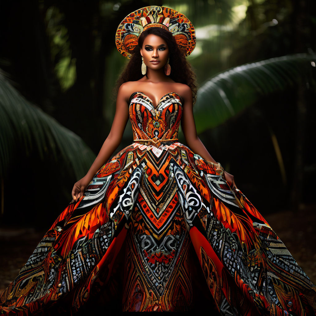A full expensive dress with Papua New Guinea designs by Pangu Child ...