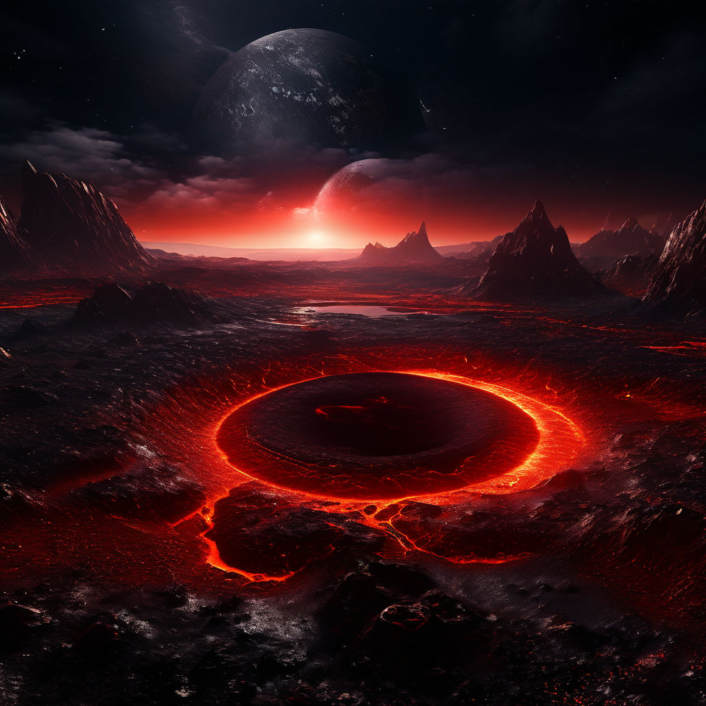 A red planet with lava lakes orbiting a black hole by 吳承鍇 - Playground