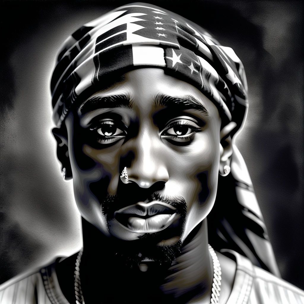 Tupac Shakur captured in a black and white portrait by Impulse Prints ...