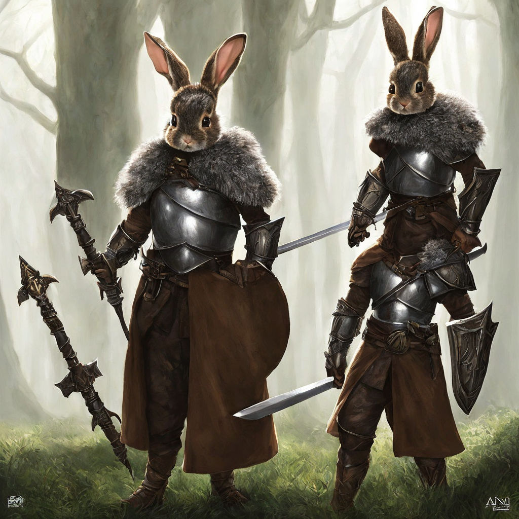 Photorealistic tiny cute rabbit knight dressed in traditiona... by Rony ...