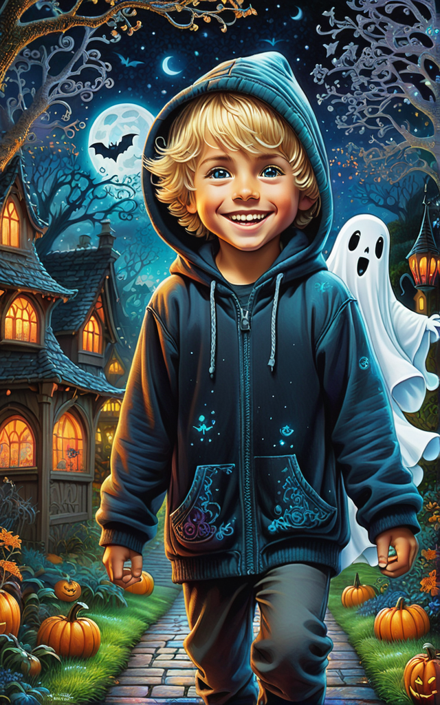 Cute boy and a ghost by K. Ingrid - Playground