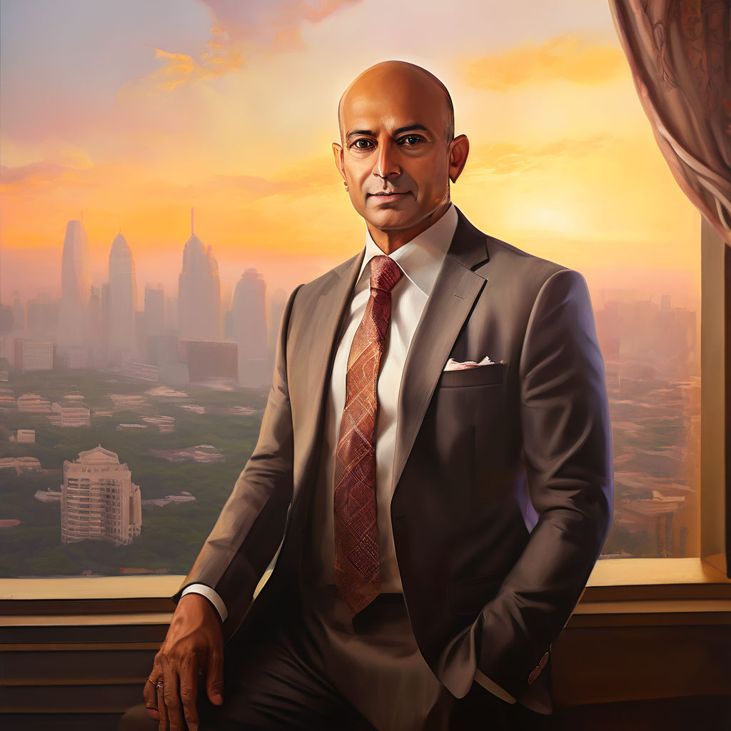 Portrait of an Indian business magnate modeled after Jeff Be... by Riya ...