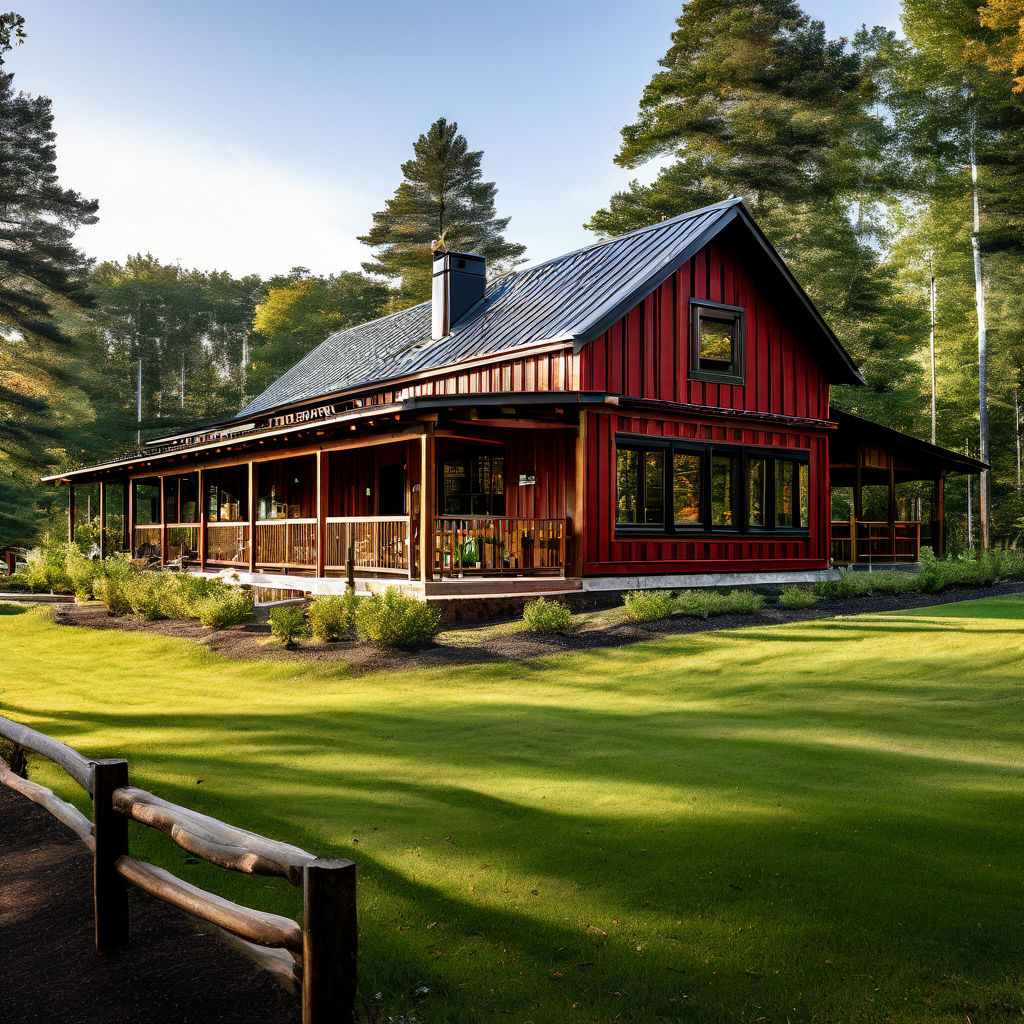 A wooden ranch-style house with a red-colored wooden facade ... by Olga ...