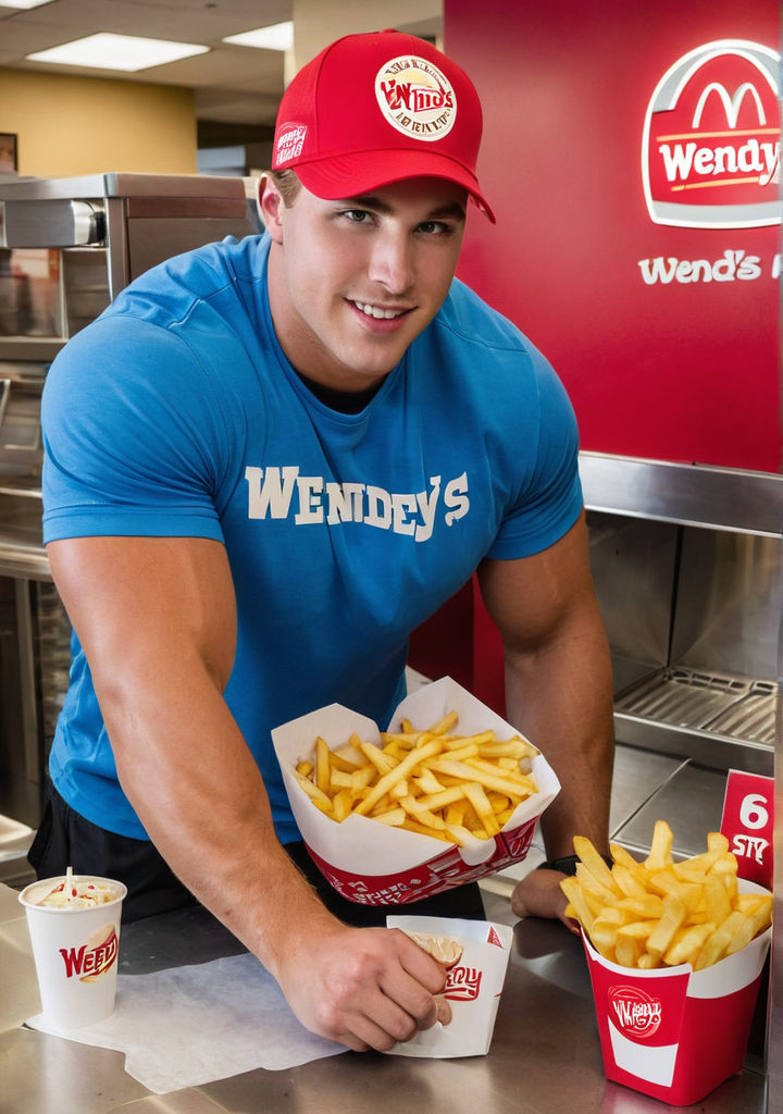 Portrait of a caucasian beefy bulky frat bro working at a we... by ...