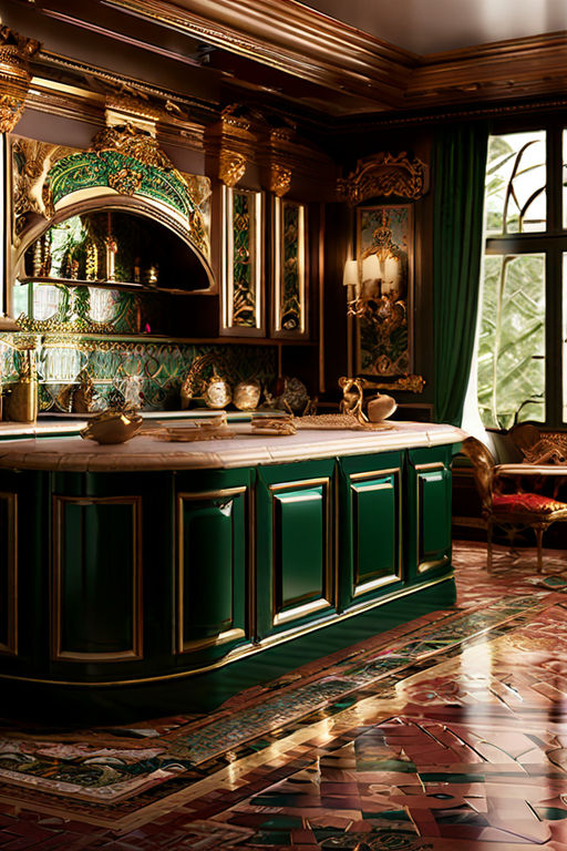Beautiful luxurious royal kitchen design walls with birds of... by ...