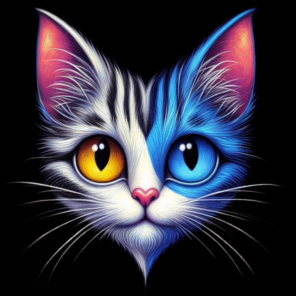 A highly detailed digital illustration of a cat's face domin... by ...