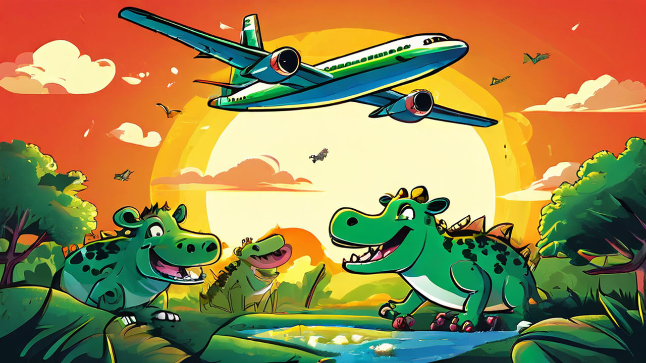 Cartoon-style illustration of a mischievous green cow playin... by ...