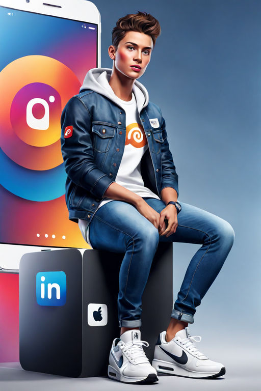 Create a 3D illustration of an realistic person sitting casu... by ...