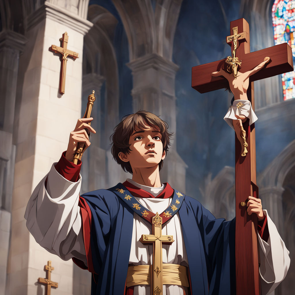 A Catholic Anime Style image of a Blessed Young 20 year old ... by Pete ...