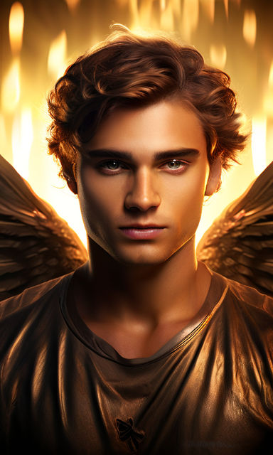 Beautiful male angel with golden bronze skin by Abigail S - Playground