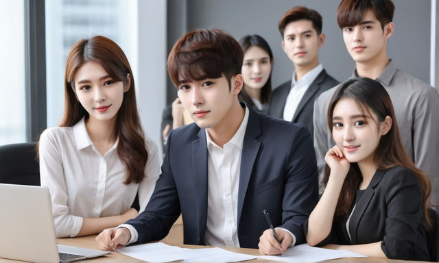 Korean men and women in their 20s who work in office jobs. T... by u j ...