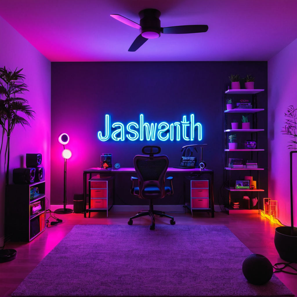 Create an image of a Youtuber's Studio room with a subtle ne... by BG ...