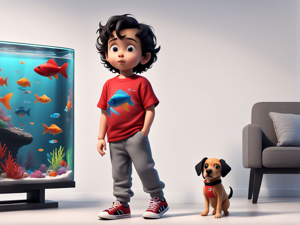 Create a Pixar-style cartoon image of a 5-year-old boy with ... by ...