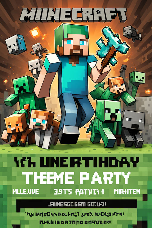 Minecraft theme birthday party invitation by Caitlin April Lopez ...