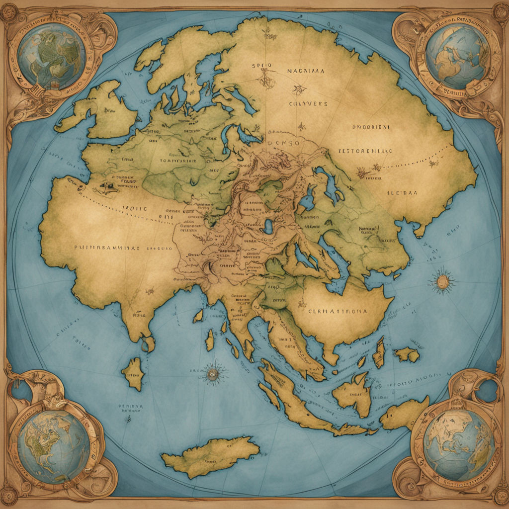 Fantastical map of the fictional world Sorcerra featuring fi... by ...