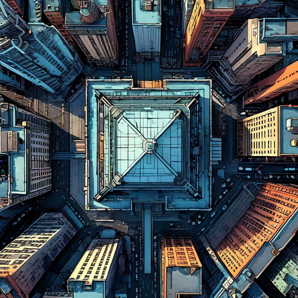 Top view orthogonal view squares rectangles gotham city roof... by ...