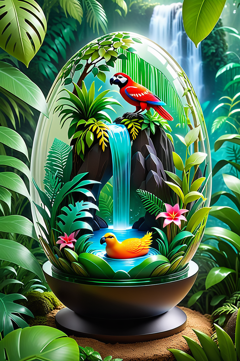 Resin egg encapsulating a miniature rainforest ecosystem by Chelle Fox ...