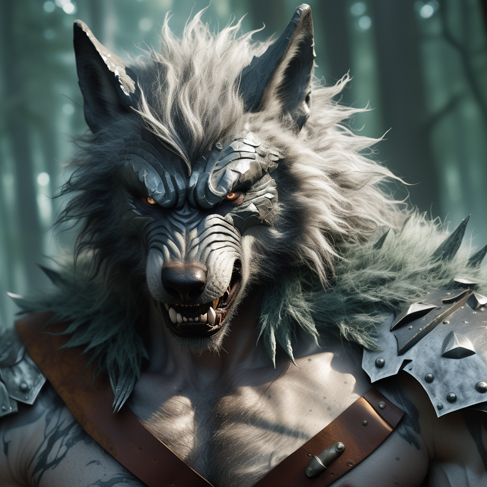 Illustration of a male werewolf barbarian standing tall in a... by ...