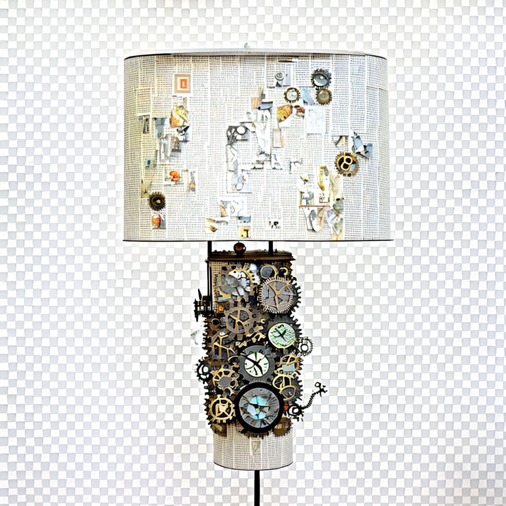 Lamp made out of paper cutouts and magazine collage newspape... by bing ...