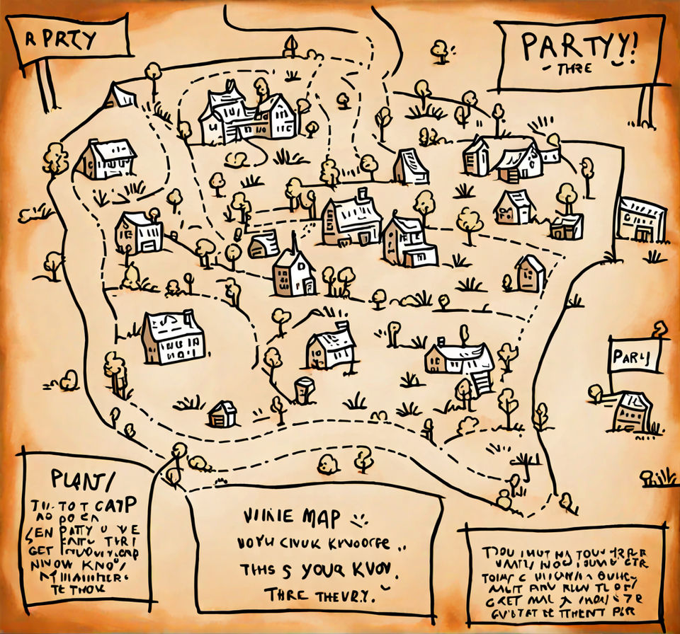 A map to the party drawn by a drunk guy who doesn't really k... by Mike ...