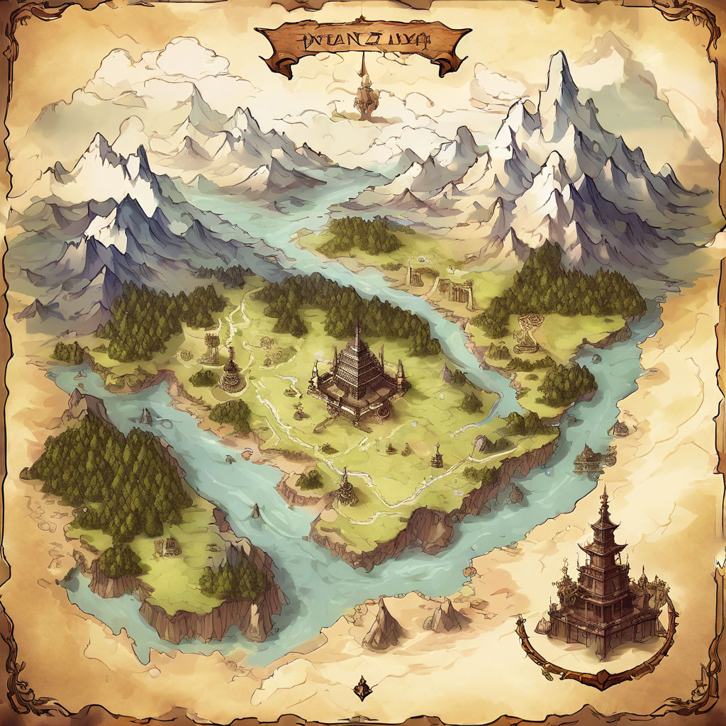 Map fantasy map anime style map detailed map Old scroll map by john ...
