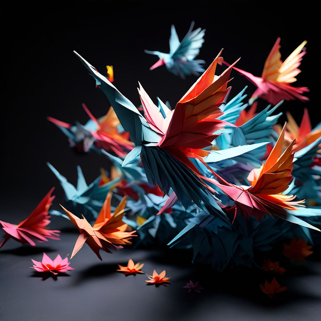 1000 paper cranes flying. origami by Mukiibi lugave - Playground