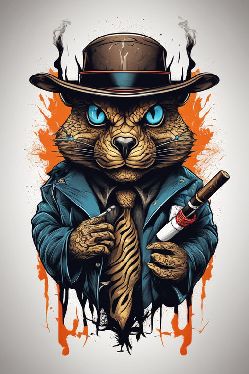 Impressive design of a badass chill animal smoking a blunt f... by ...