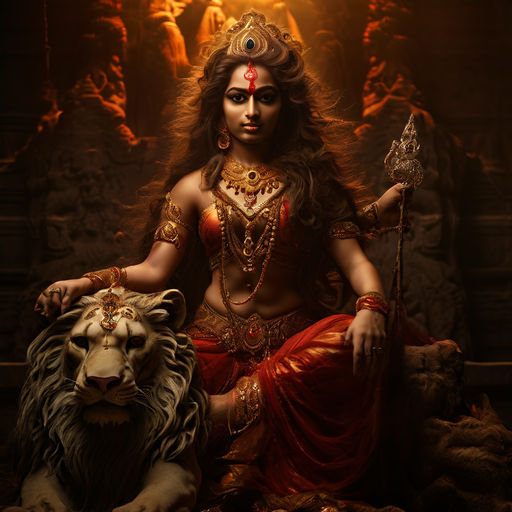 Devi Durga sitting on a lion by Subhadeep Gorai - Playground