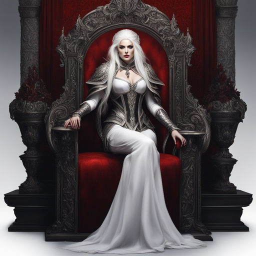Vampire countess with white flowing hair in full plate armor... by RG ...
