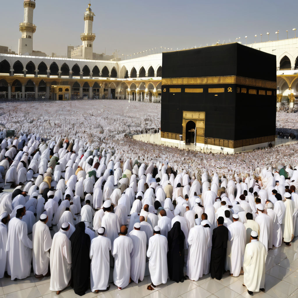 The black Kaaba is surrounded by pilgrims to the House of Go... by ...