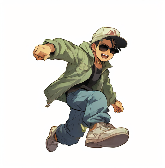 A stylized anime figure is depicted in jumping motion by Nicholas ...