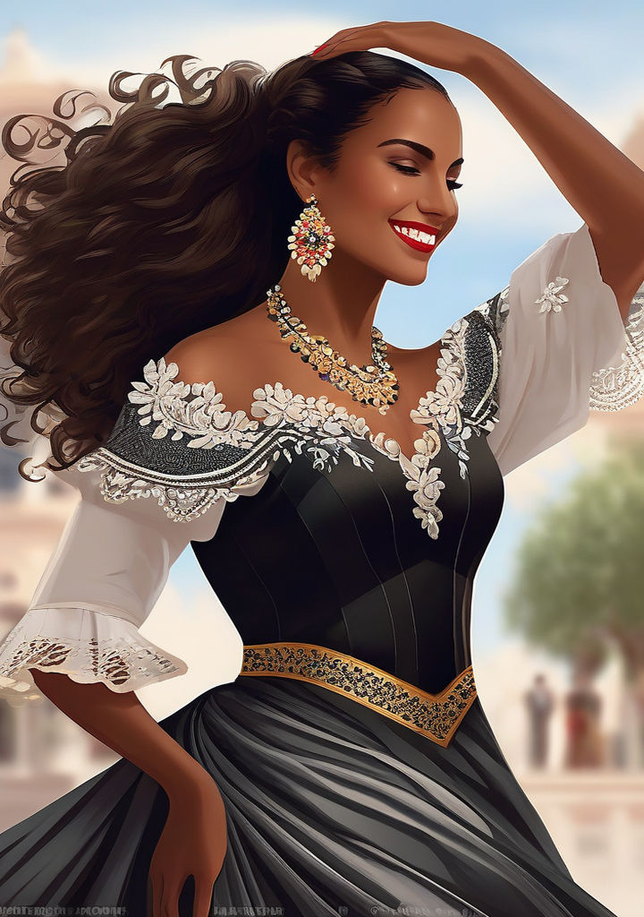 Full body image. A young woman half-African half-Spanish Fla... by Sid ...