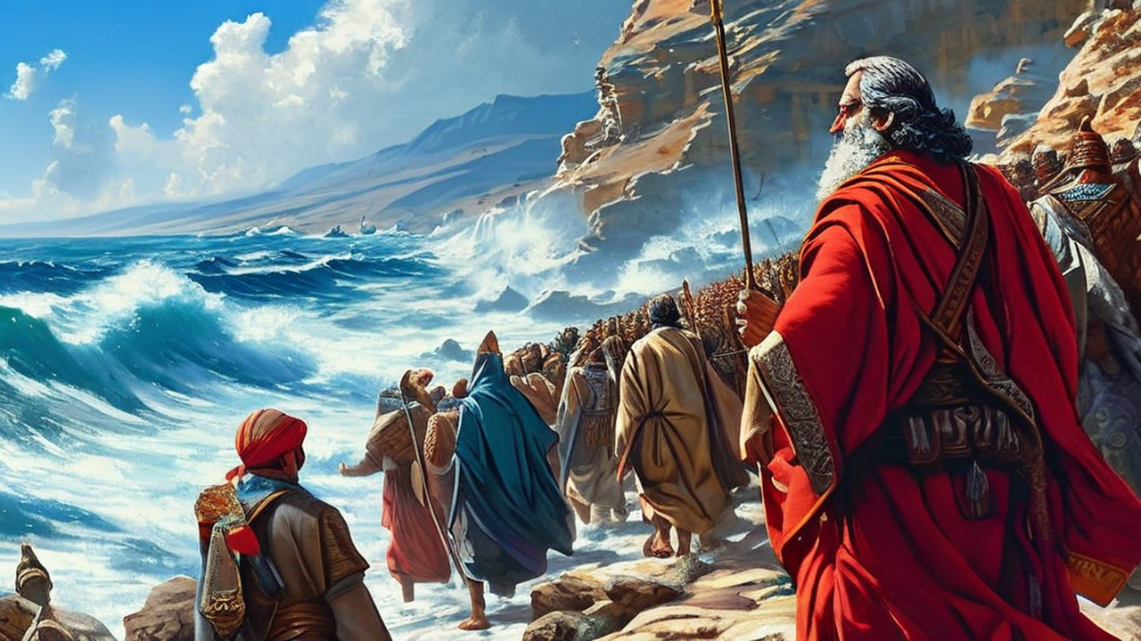 Moses leading the Israelites from behind by 강경호 - Playground