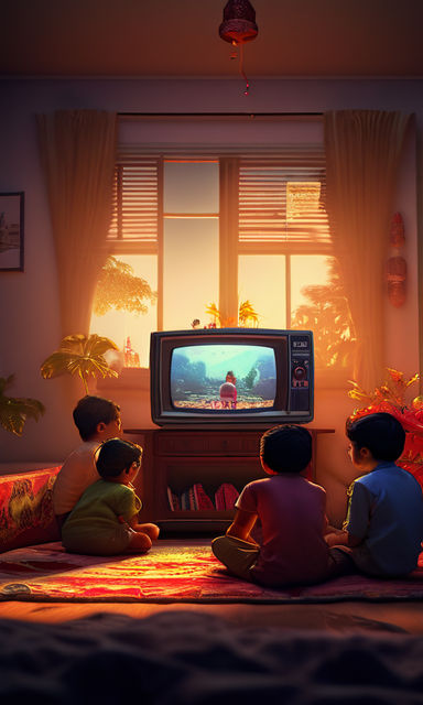 A nostalgic scene of a traditional Indian family in the 1980... by MSM ...