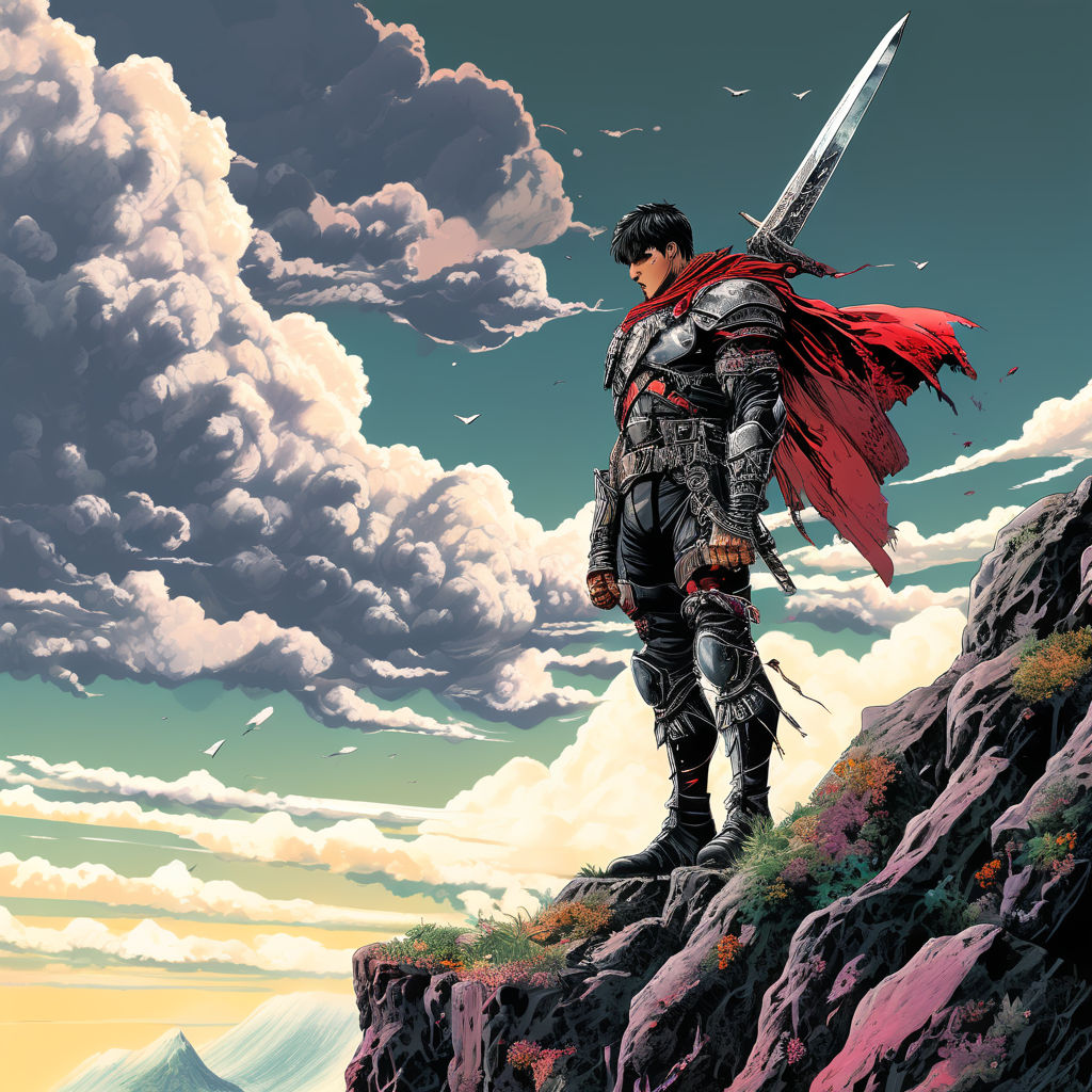 Guts from berserk standing on cliff in thunder by mariiisek - Playground