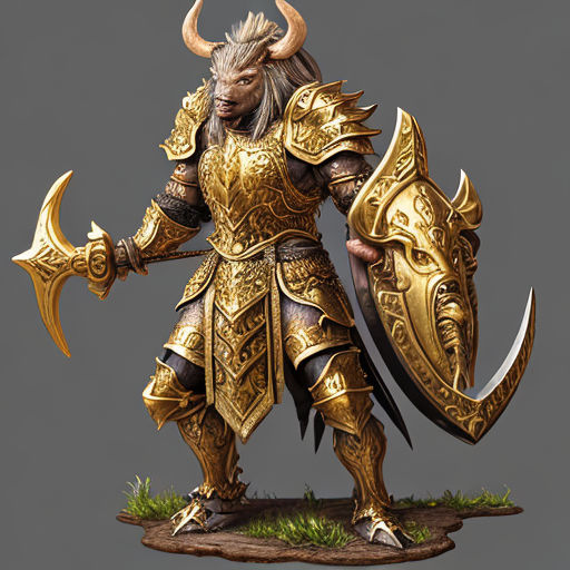 Detailed landscape full body image wereboar warrior with gol... by ...