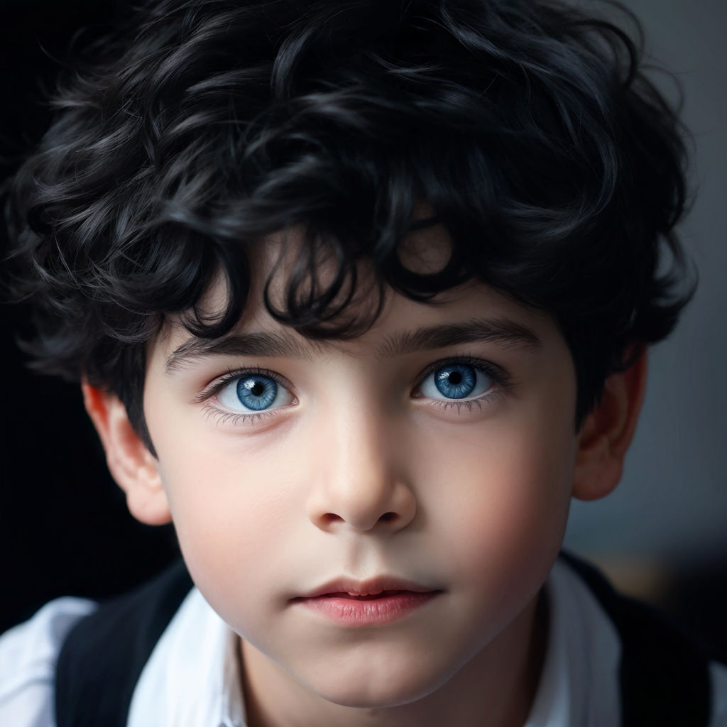 Portrait of a boy with black curls by Ben Thomas Brooks - Playground
