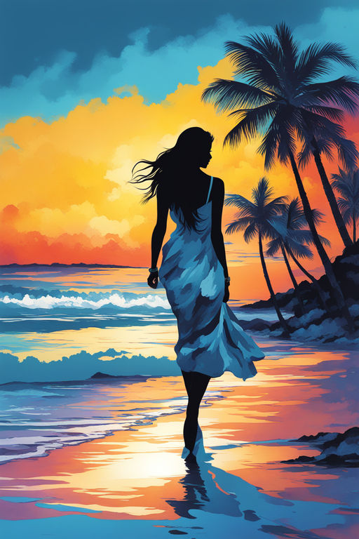 A beautiful reverse coloring page style of a girl walking in... by L ...