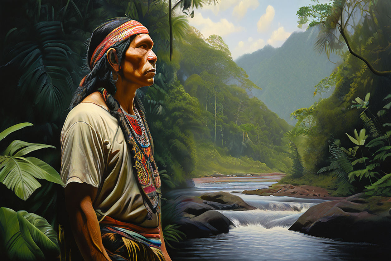 Indigenous person in profile stance by Mayra Heredia - Playground