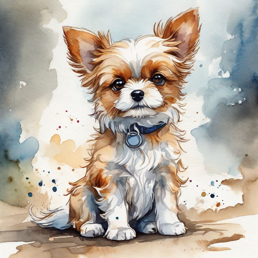 Cute little dog cartoon in watercolor painting style. by Jakkarin ...