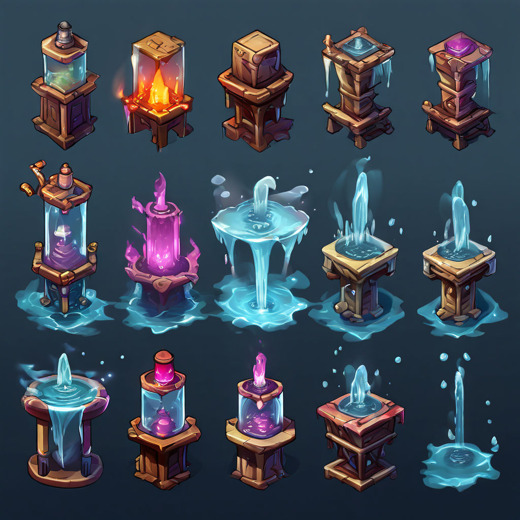 Top down random si-fi towers water element spritesheet by Luciffferrr ...