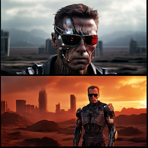 Terminator portrayed across multiple photographs by Александр крылов ...
