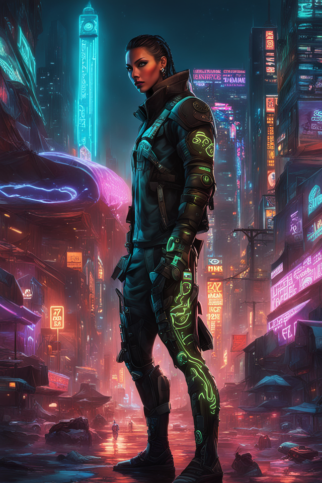 Cyberpunk character with human form enhanced by electric eel... by ...