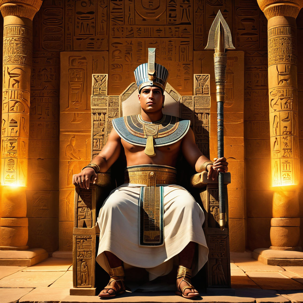 King Taharqa seated majestically on a throne by Hirthic Shyam - Playground