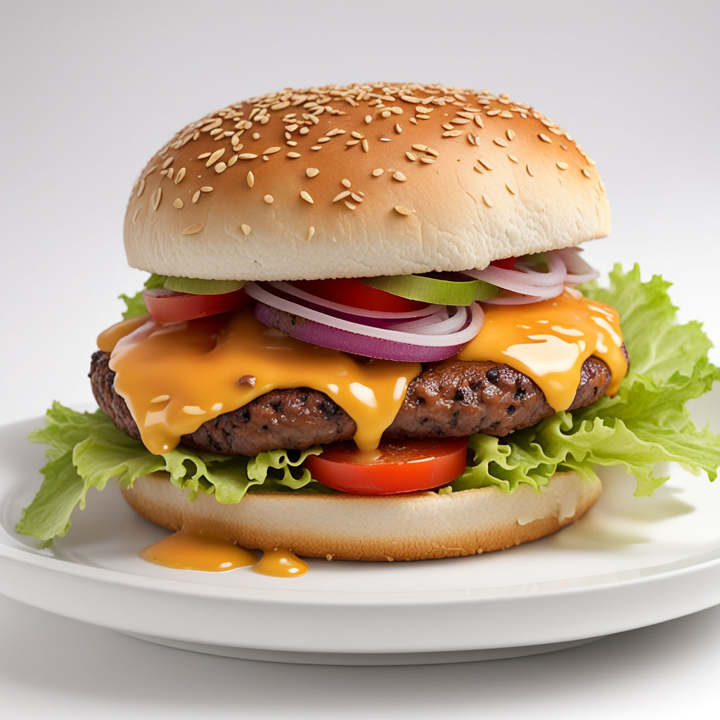 The Real and Original Image of a juicy cheeseburger with mel... by ...