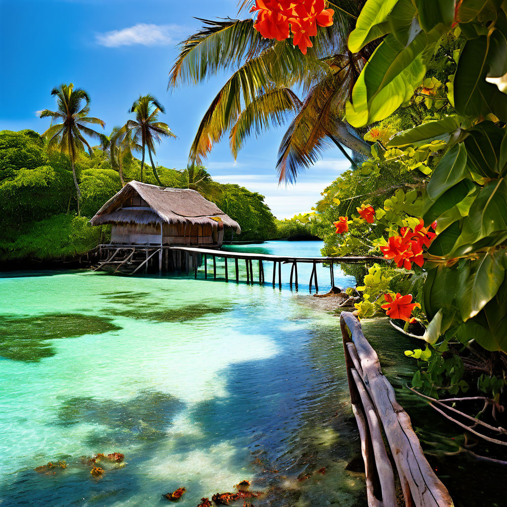 A beautiful beach and picturesque tropical scene featuring a... by ...