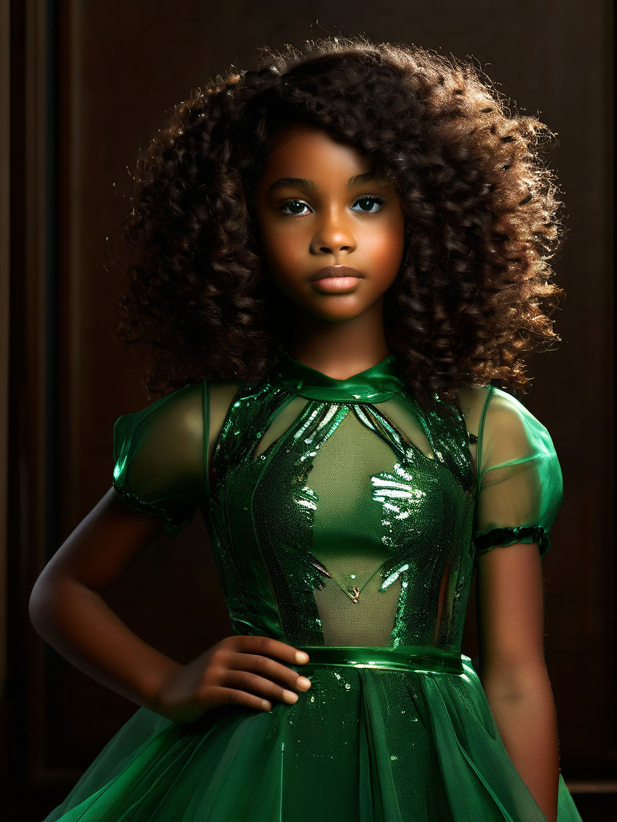 13 year old black girl in see-through green dress full body.... by ...