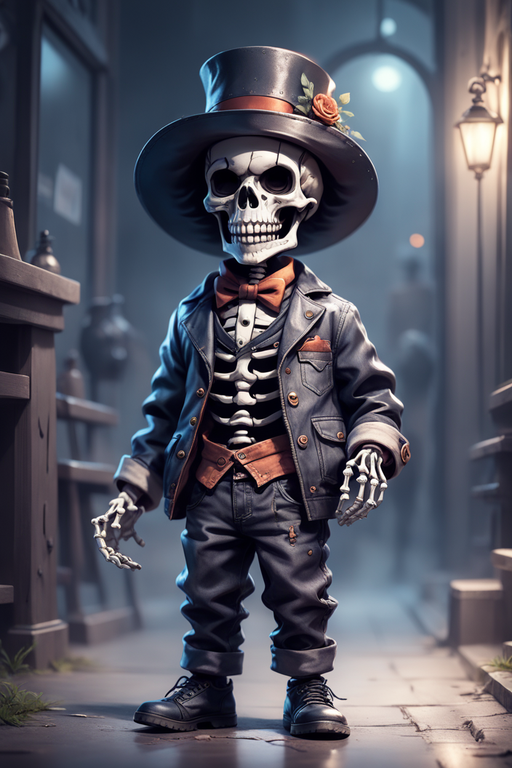 Little smiling skeleton with hat by Ingrid Michalke - Playground