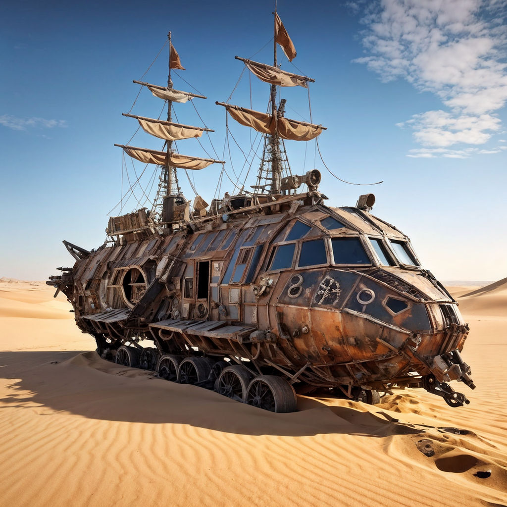 Post-apocalyptic scrap-metal pirate ship by Caleb Ellis - Playground