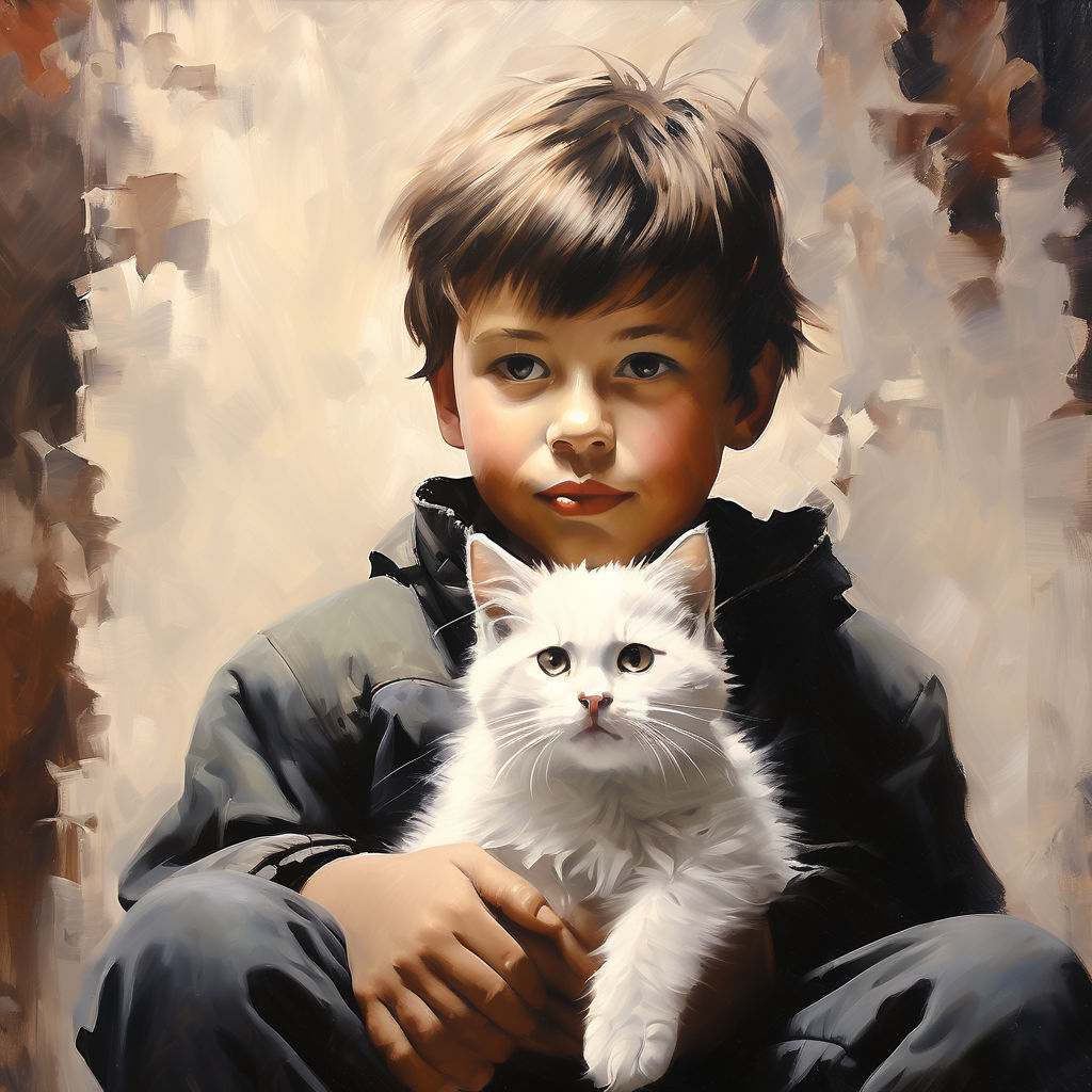 Boy with cat by كنان الجنابي - Playground